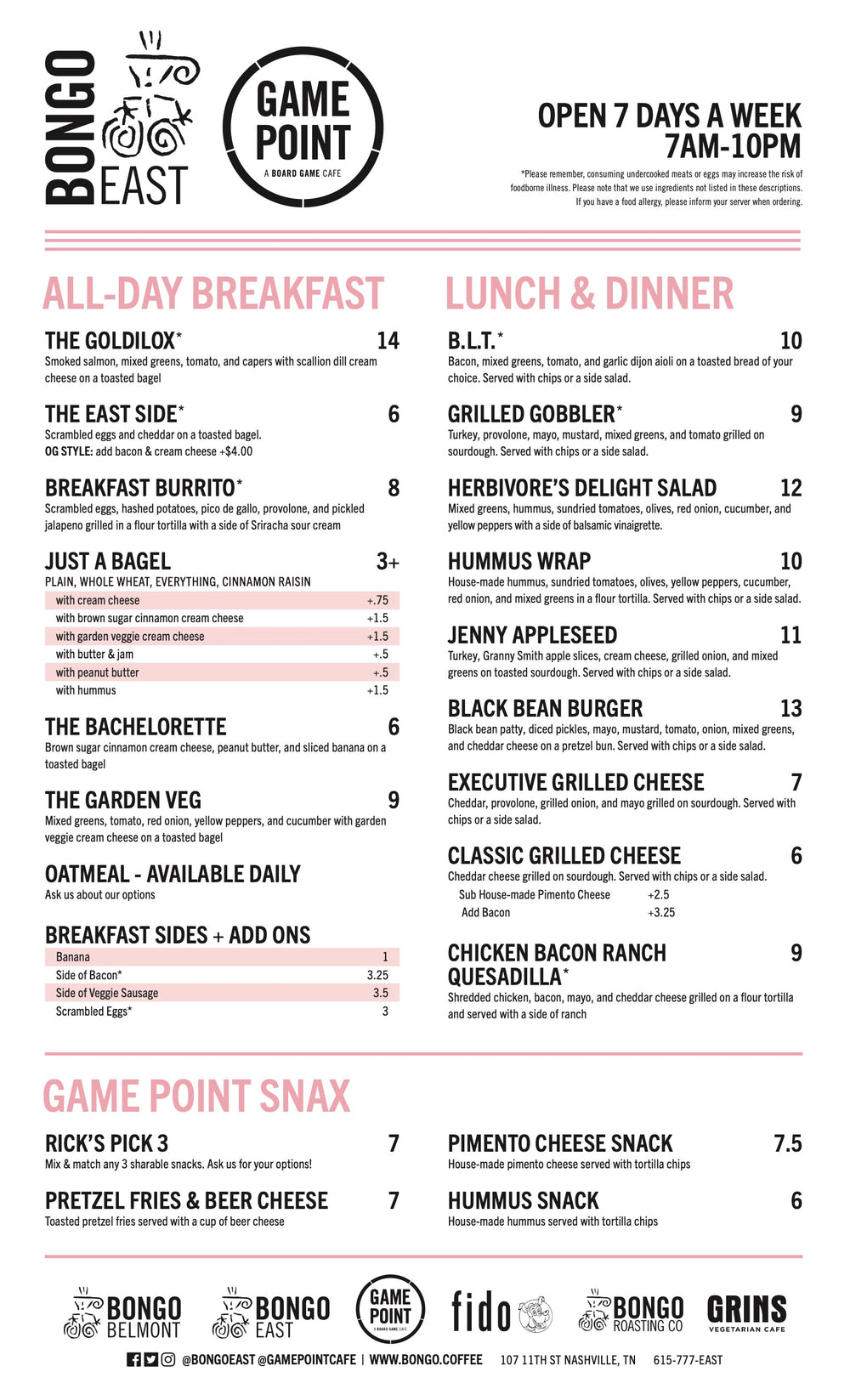 Bongo East | Coffeehouse & Board Game Café in East Nashville | 100% ...